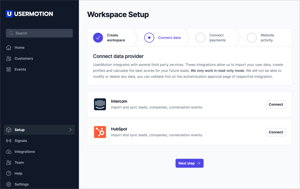 Intercom Integration | UserMotion
